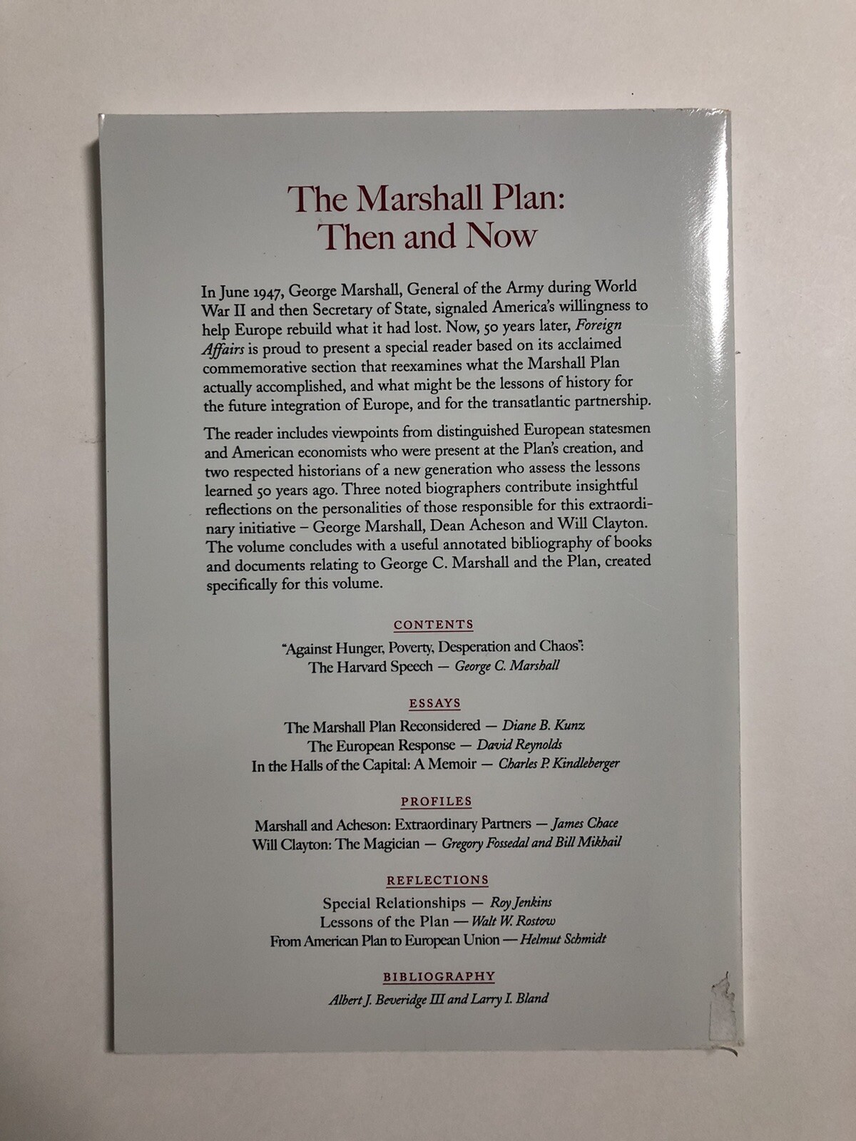 Marshall Plan and Its Legacy by Peter Grose (1998, Trade Paperback) for ...