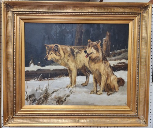 Luke Frazier "Alphas" Large Oil Painting 35" x 25" 1997 Wolves Wildlife ...