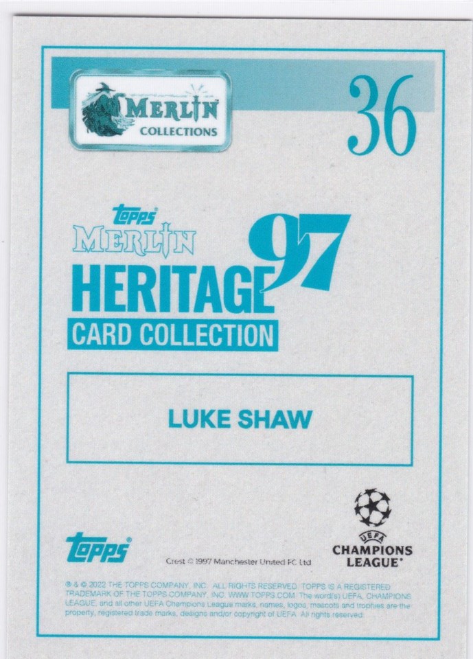 2021-22 Topps Merlin Heritage 97 Auto Luke Shaw - Man United 014/100 | eBay