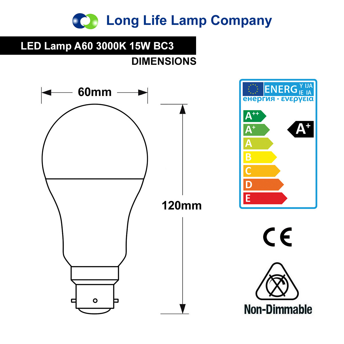 15W GLS LED Light Bulb 3 PIN Bayonet BC3 15W = 150W Warm or Cool White ...