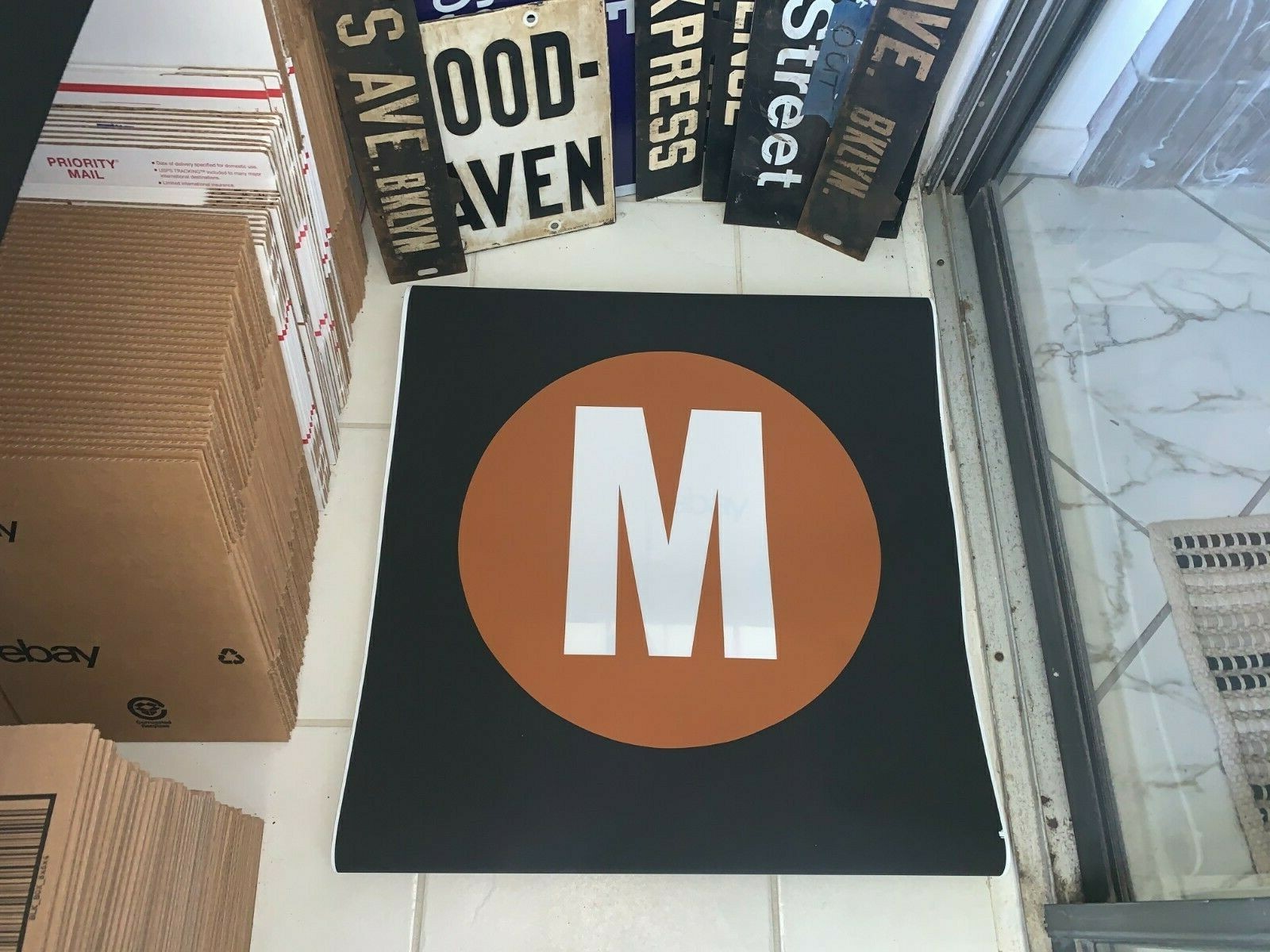 24X25 VINTAGE R40 NYC NY SUBWAY ROLL SIGN M TRAIN FOREST HILL CONEY ...