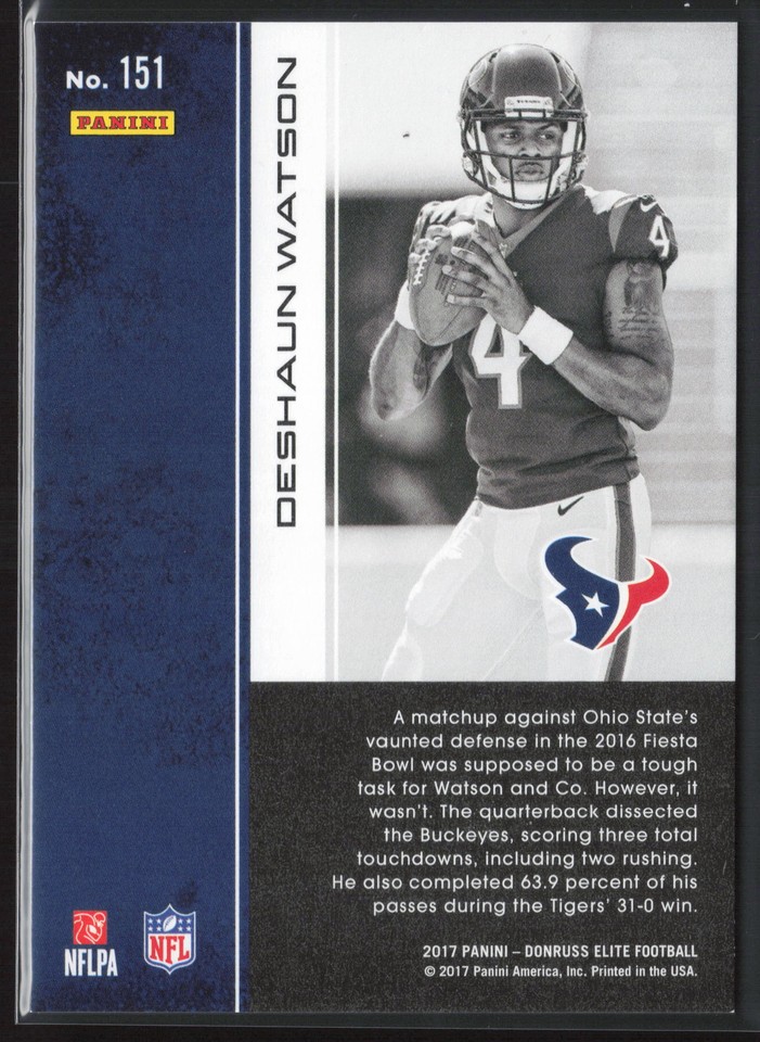 2017 Donruss Elite Deshaun Watson Red /149 Rookie Card RC #151 | eBay