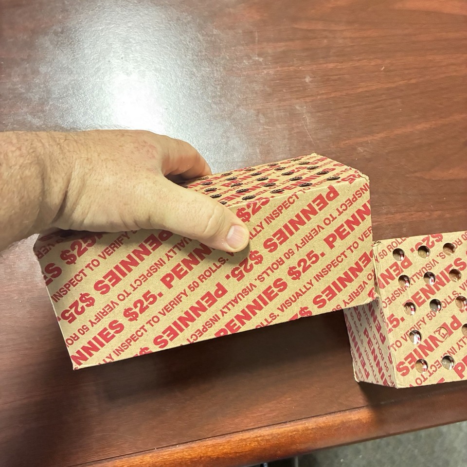 2 Sealed $25 Bank Box of 5,000 Pennies Unsearched! Find Wheats, Errors ...