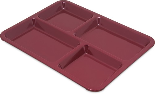 Right Hand 4-Compartment Cafeteria / Fast Food Tray, 8.5" x 11", Dark ...