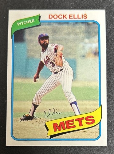 1980 Topps Dock Ellis Baseball Card #117 Mets Pitcher Red Line At Top ...
