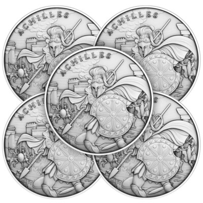 Lot of 5 - 1 Troy oz Achilles Design .999 Fine Silver Round | eBay