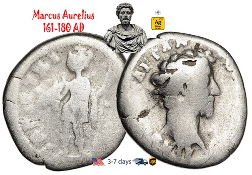 Ancient Roman Empire Coin Silver Denarius Marcus Aurelius 161 180 AD ...