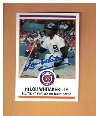 LOU WHITAKER AUTOGRAPHED 1989 MICHIGAN STATE POLICE BASEBALL CARD ...