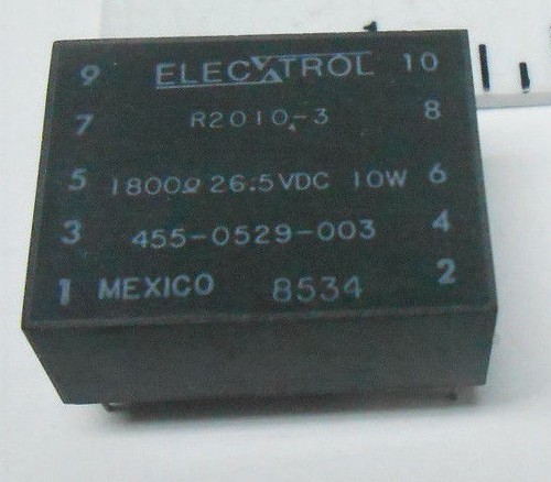 R2010-3 ELECTROL RELAY 1800 OHMS/ 26.5 VDC/ 10 WATTS/ 250 VAC OLD STOCK ...
