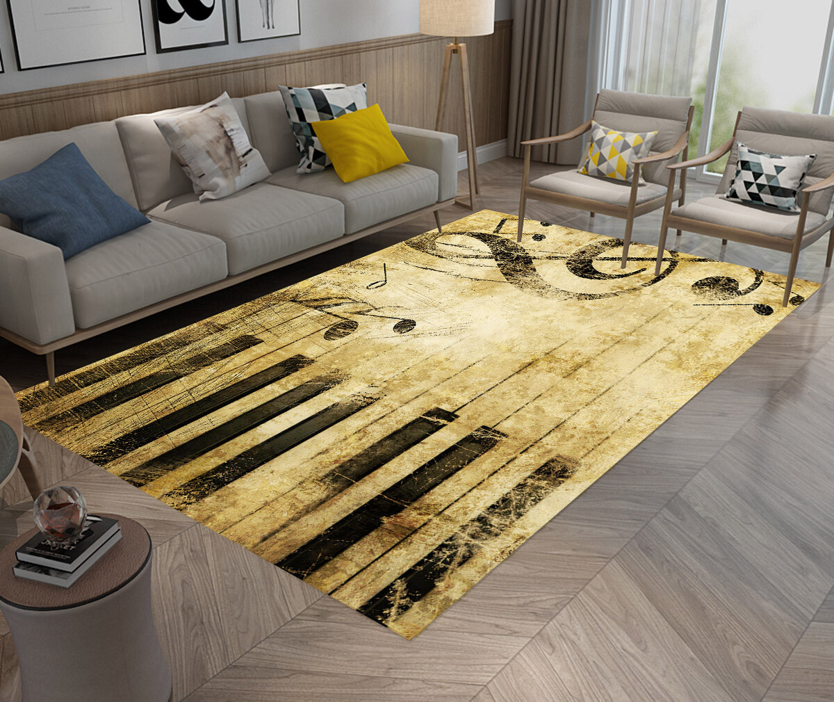Vintage Piano Keyboard Music Note Area Rugs Bedroom Carpet Living Room ...