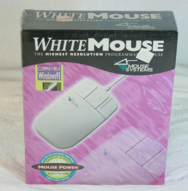 Vintage Mouse Systems White Mouse 3 Button 1995 Windows 95 Compatible ...