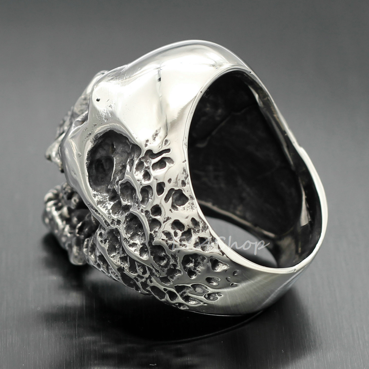 Stainless Steel Men Demon Skull Ring Gothic Retro Huge Heavy Grim ...