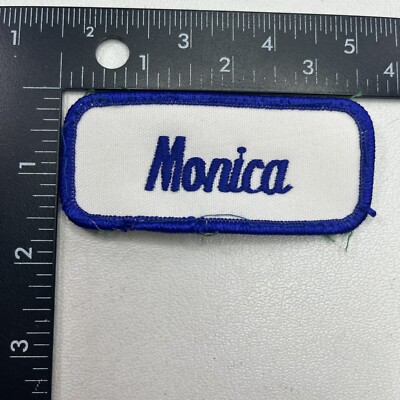 Vtg Blue Letter MONICA Name Badge Uniform Patch C28X | eBay