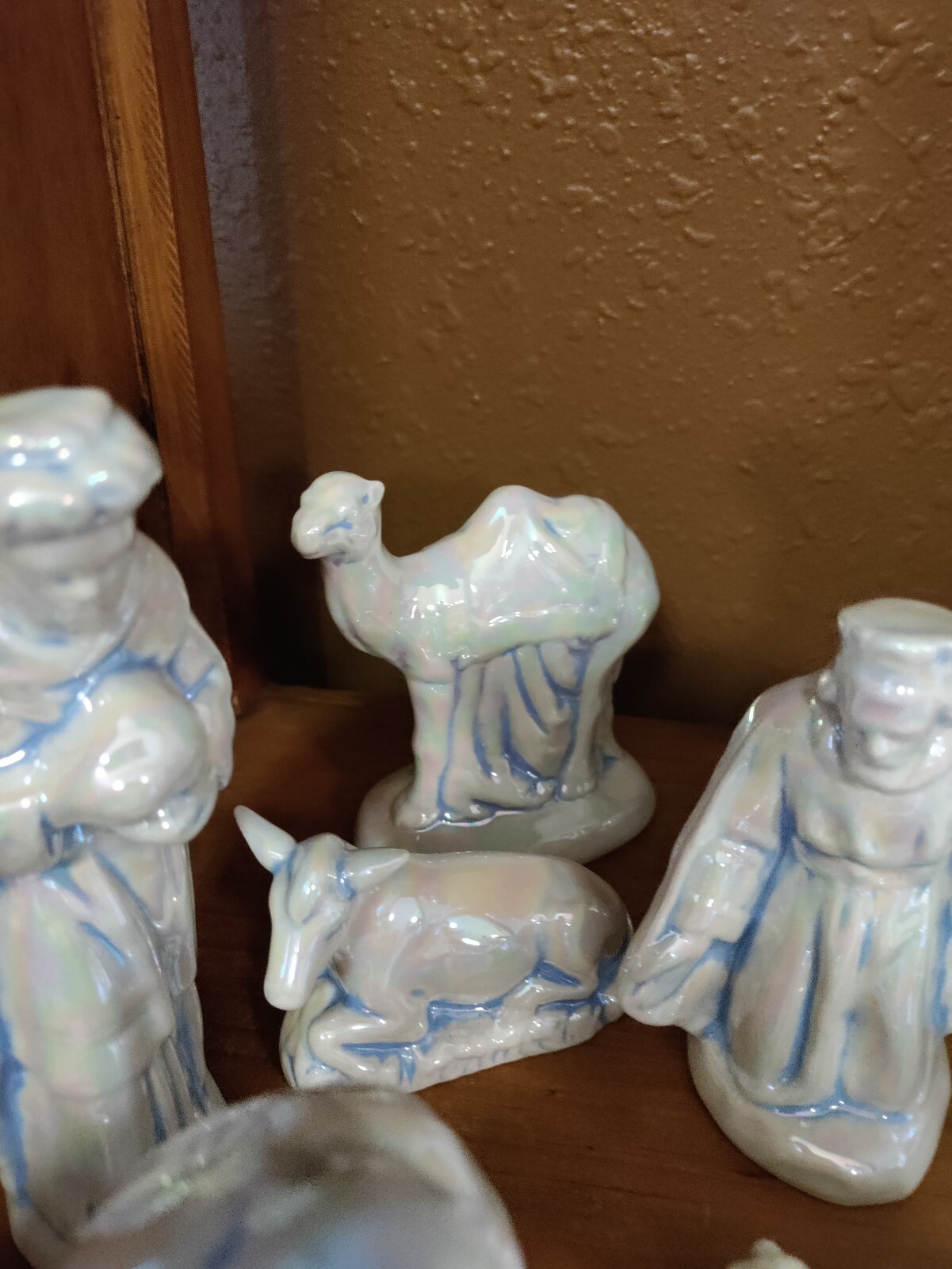 13-piece ceramic pearl white blue nativity set Christmas | eBay
