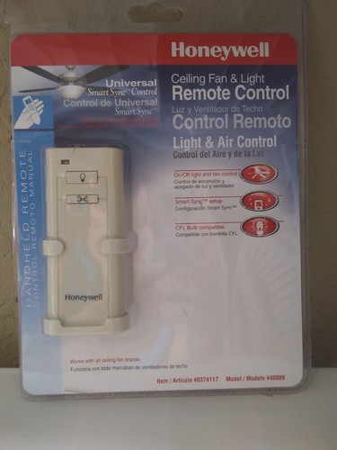 HONEYWELL UNIVERSAL 40009 CEILING FAN & LIGHT REMOTE CONTROL WITH SMART ...