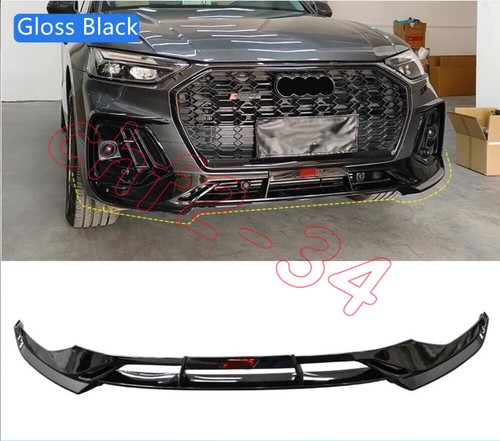 Fit For Audi Q5 SQ5 2018-2023 ABS Glossy black Front Bumper Lip Body ...