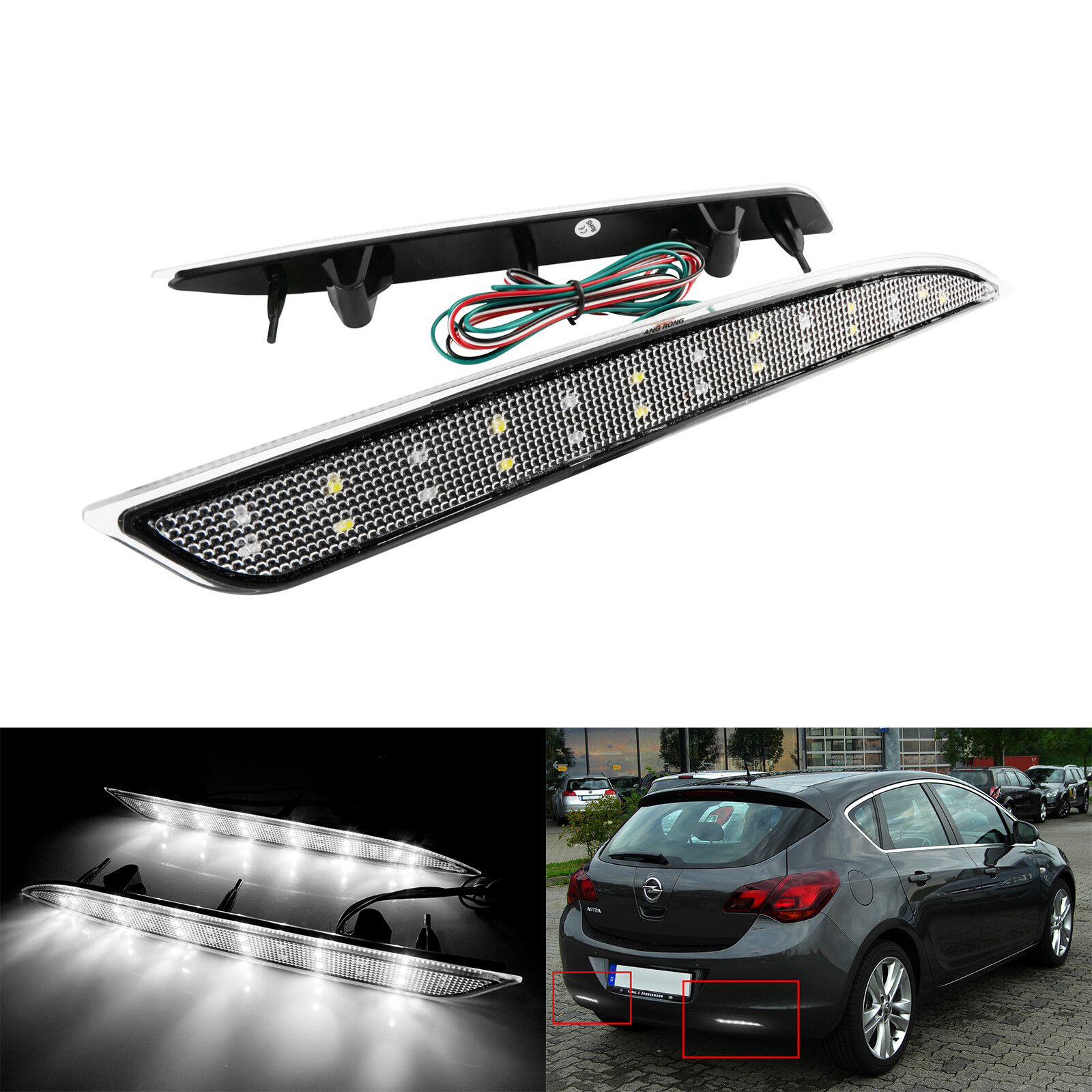 2x LED Rear Bumper Reflector Brake Stop Reverse Light For Opel Vauxhall ...
