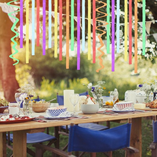 2 Sets Drawing Paper Roll Ribbon Party Decoration Crepe Streamers ...