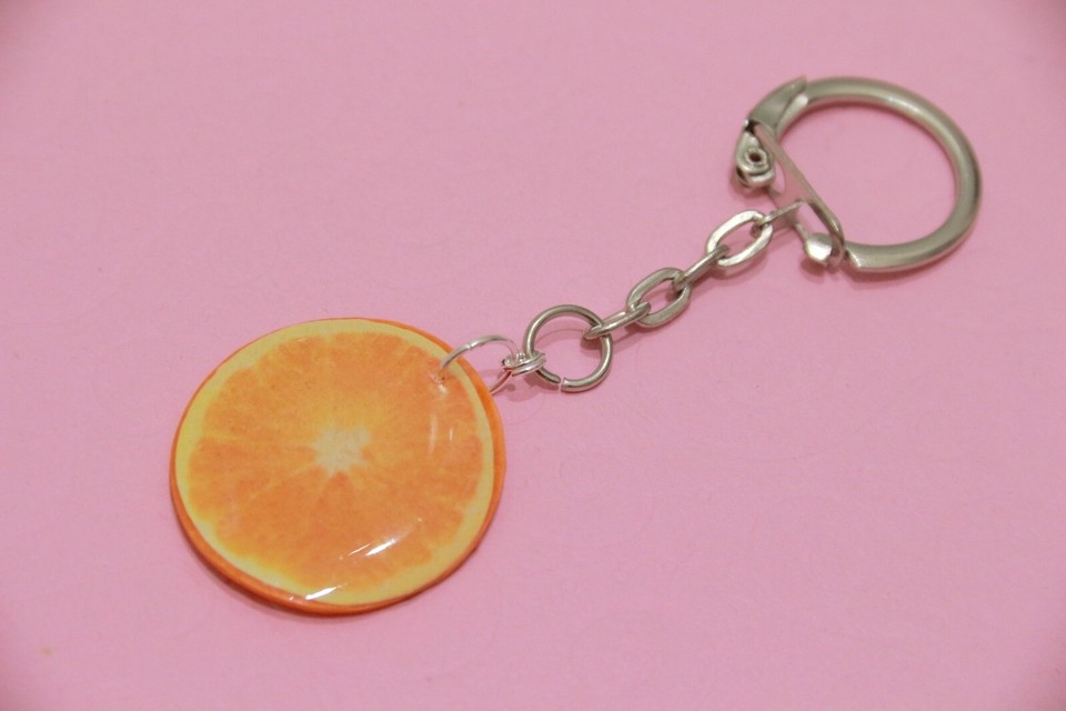 Orange Keychain Citrus Fruit Accessory Bright Handbag Keyring Summer ...
