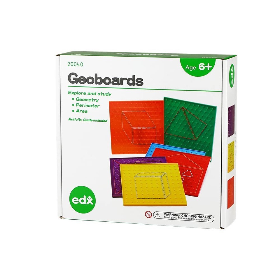 Edxeducation Double-Sided Geoboard Set 6 Boards And 120 Rubber Bands ...