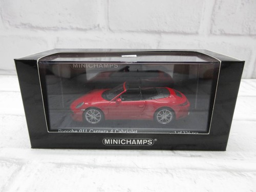 Diecast Car 1/43 MINICHAMPS Porsche 911 Carrera 4 Cabriolet 2016 Red ...