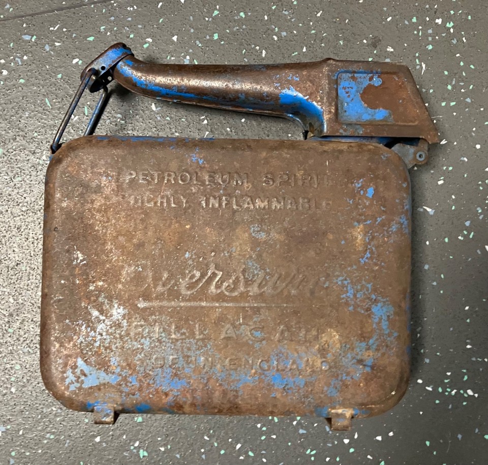 Vintage Eversure Fillacan Petrol Fuel Jerry Can Made in England silver ...