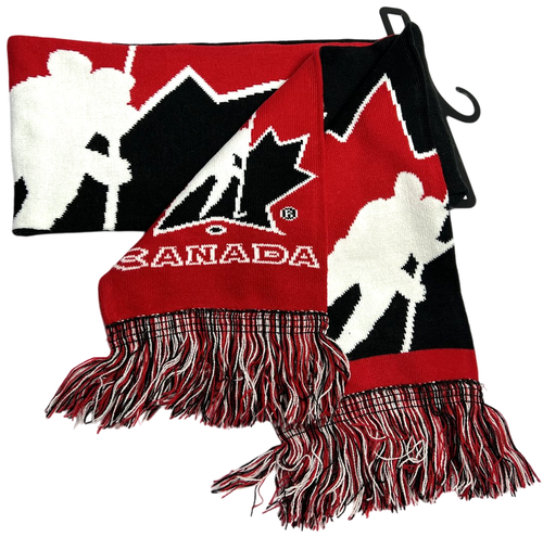 Team Canada Scarf Mens One Size Black Red NHL Hockey Winter Fringe ...