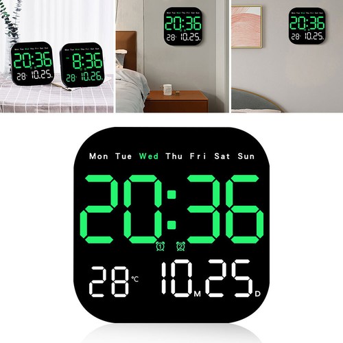 Digital Clock Large Display LED Digital Calendar Alarm Clock for Home ...