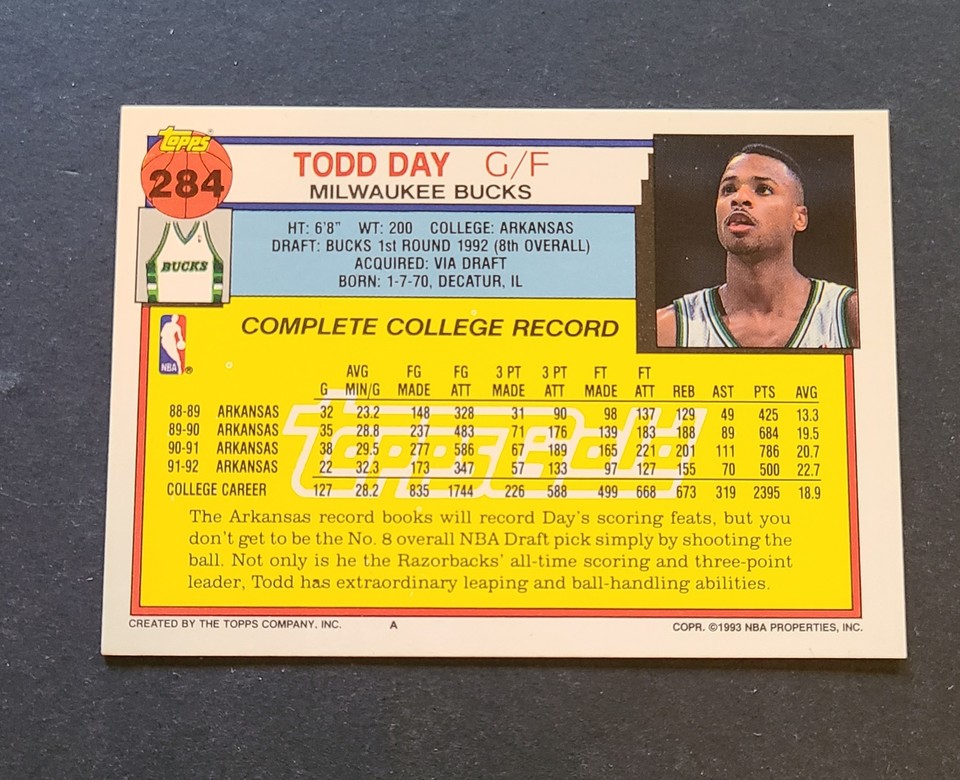 1992 Topps #284 Todd Day ROOKIE Gold NM | eBay