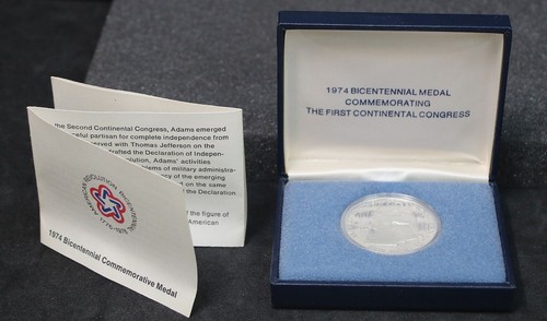 1974 Bicentennial Medal First Continental Congress John Adams in Box ...