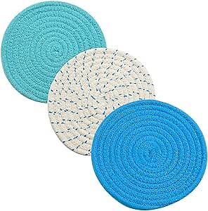 100% Cotton Thread Weave Potholders and Trivets - Stylish Coasters, Hot ...