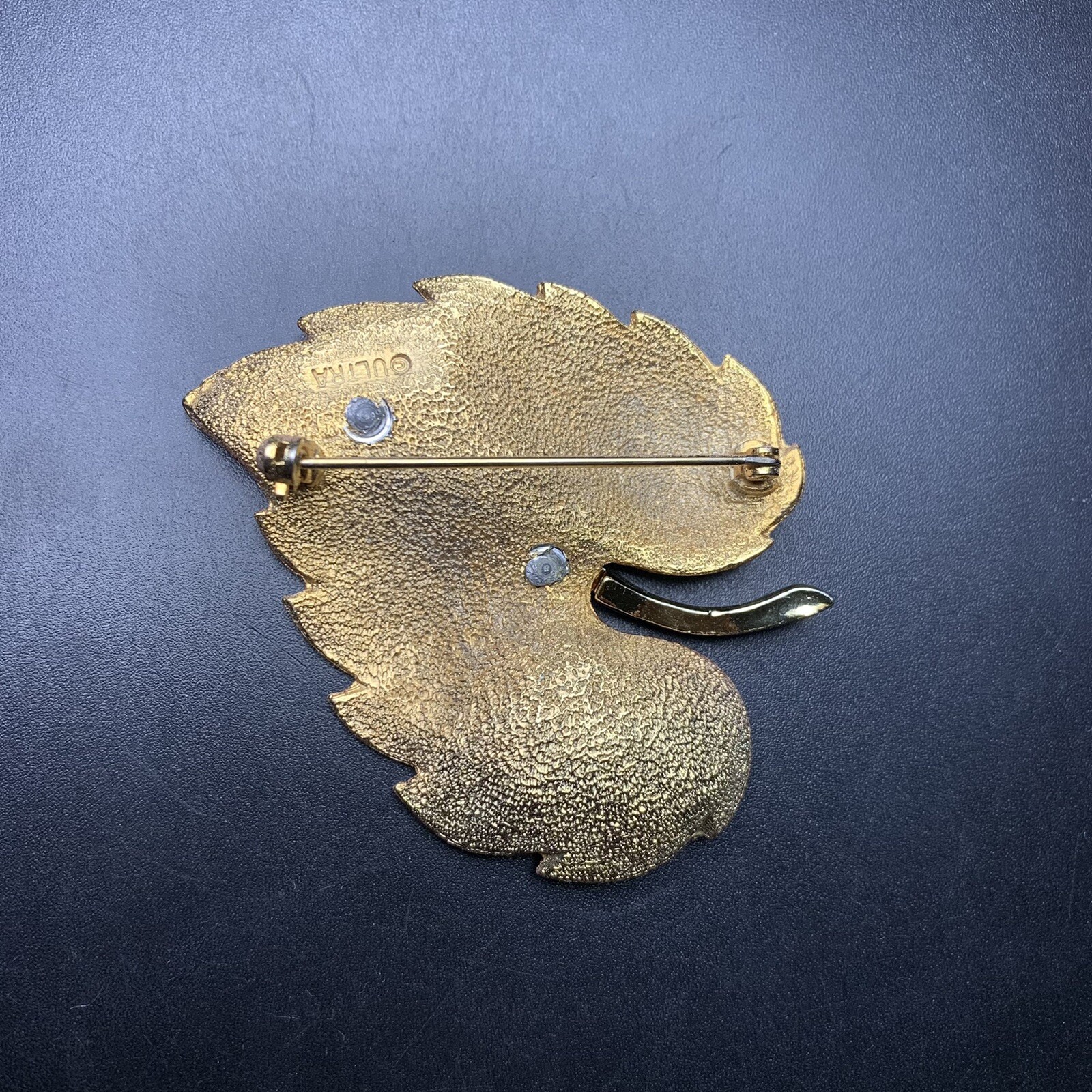 Signed Ultra Leaf Brooch Pin Brown Enamel Gold Tone Fall Autumn Vintage ...