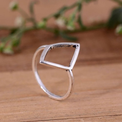 925 Silver Rhombus Ring, Silver Diamond Shape Ring, Silver Thin Ring ...