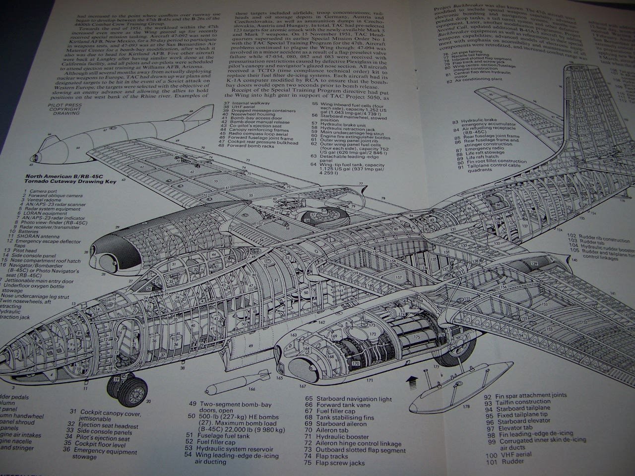 VINTAGE..NORTH AMERICAN B-45..CUTAWAY/SPECS/3-VIEWS..RARE! (947A) | eBay