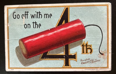 1908 Postcard Go Off With Me On The 4th Greenfield’s Chocolate Sponge ...