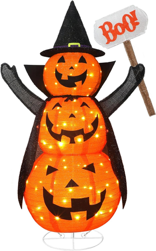 Halloween Decoration 4.3FT Retractable Jack-O-Lantern, 100 LED ...