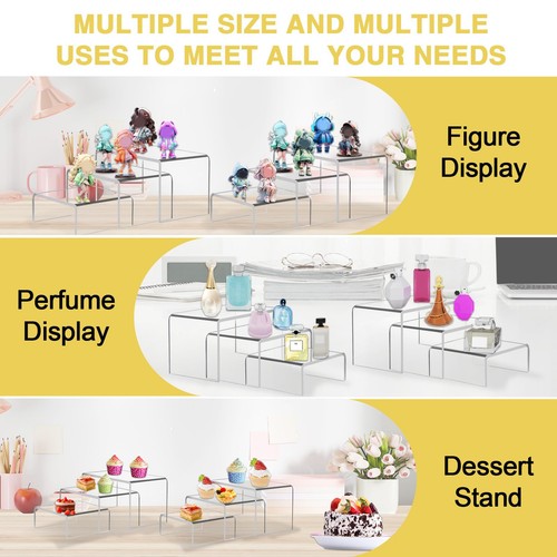 Pwbarwq 6 Pcs Acrylic Display Risers, 2 Sets Small Size Clear Shelf ...