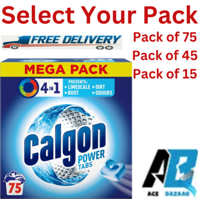 Calgon 4-in-1 Washing Machine Cleaner & Water Softener Tablets Removes ...