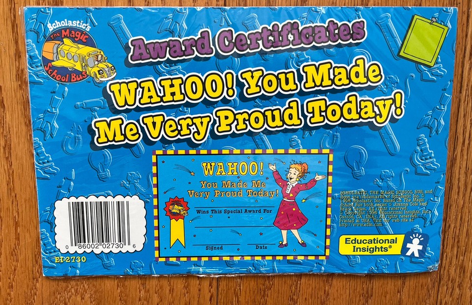 Magic school bus Wahoo School Achievement Award NOS Miss Frizzle | eBay
