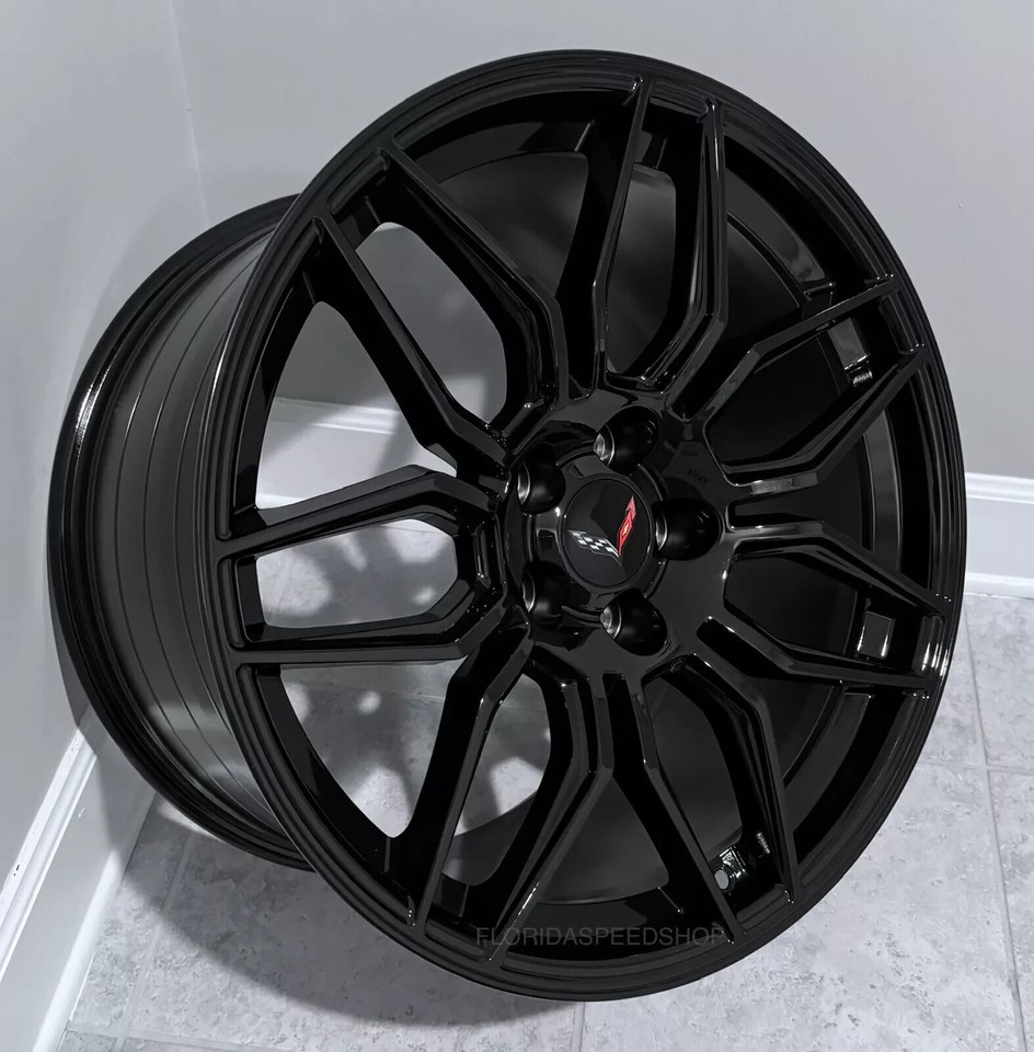 GLOSS BLACK C8 Z06 SPIDER WHEELS FITS: 2006-2013 Z06/GRAND SPORT/ZR1 ...