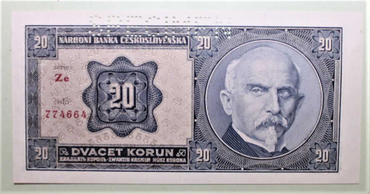 S9 - Czechoslovakia 20 Korun 1925 Uncirculated Banknote P. 21 ...
