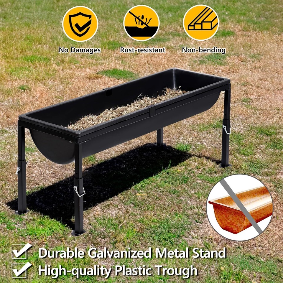 2Pcs Livestock Water Trough, 39" Long Livestock with Adjustable Stand ...