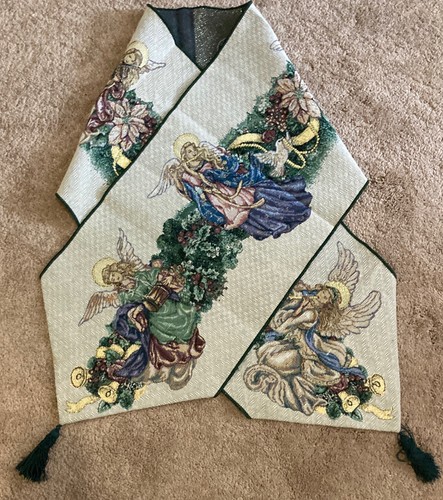 Christmas Angels w/Musical Instruments Tapestry Table Runner 12.5" x 66 ...