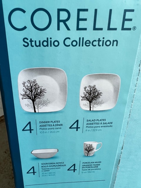 Corelle Square 16piece Dinnerware Set Timber Shadows Service for 4 for ...