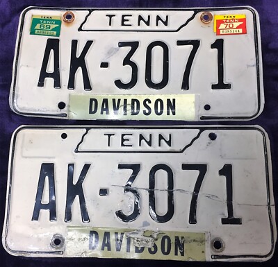 VINTAGE TENNESSEE LICENSE PLATES DAVIDSON PAIR AK - 3071 | eBay