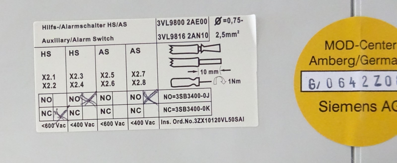 SIEMENS VL630 Leistungsschalter 3VL5750-2AS36-8TE1-Z Circuit Breaker ...