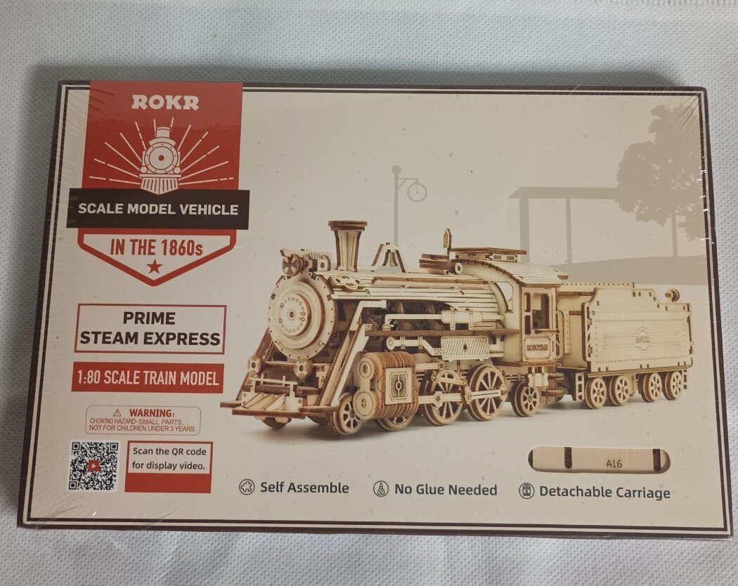 ROKR - Prime Steam Express - 308 Piece Wooden Train Model Kit - 1:80 ...