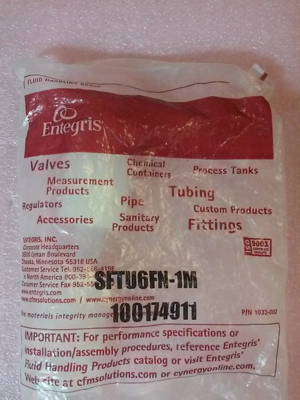 ENTEGRIS SFTU6FN-1M 3/8 OD Tube Size Flaretek Straight Union Minimum ...