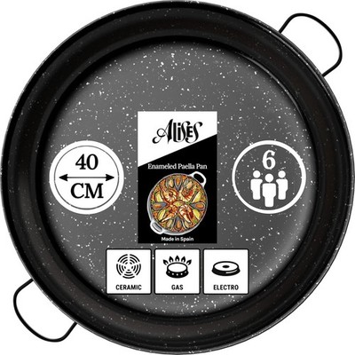 Anti-Rust Steel Paella Pan 40 cm-Enamelled Carbon Steel Pan Naturally ...