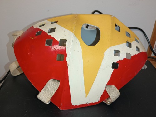 Vtg Cooper Street Hockey Red Yellow White Goalie Mask HM6 Oil Painted ...